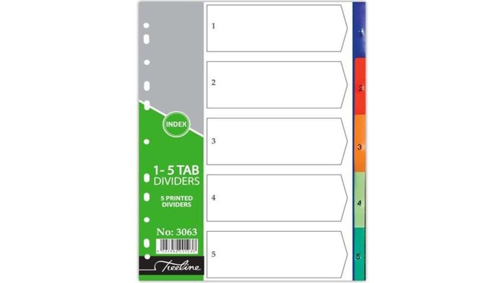 A4 Index 1-5 Tab Rainbow PVC Divider Printed – Strive Stationers
