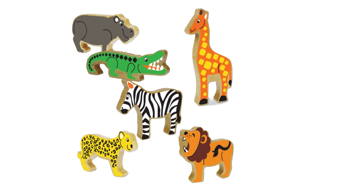 Wooden Block Wild Animals 6pcs set – Strive Stationers