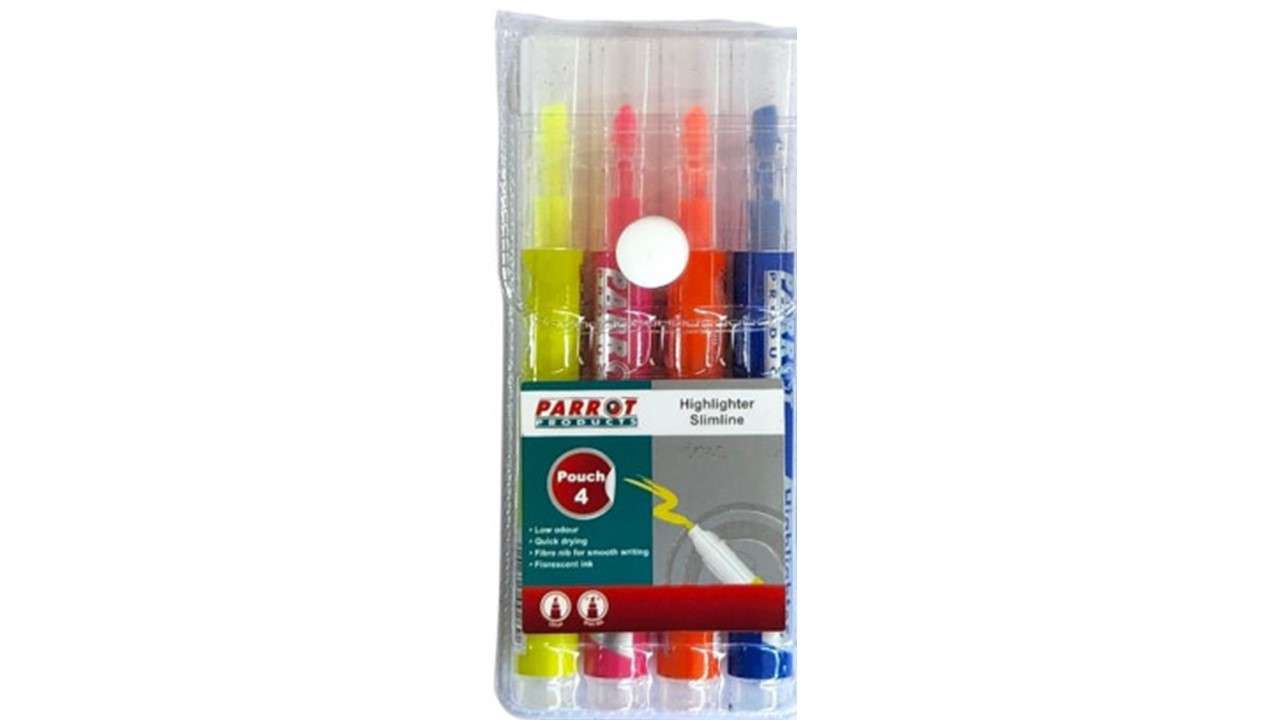 Parrot Highlighters Slimline Wallet of 4 – Strive Stationers